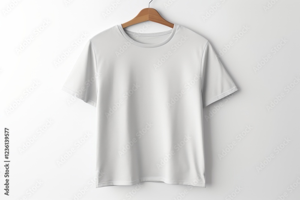 Empty White Shirt Mockup Styled on Wooden Hanger for Apparel Design ...