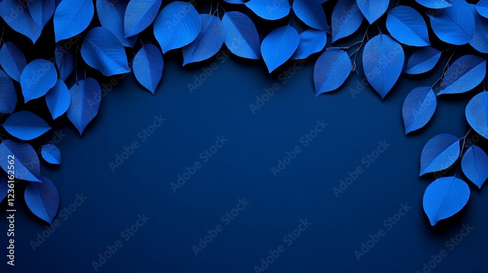 Midnight Blue Leaves Frame: Elegant, deep blue paper leaves artfully ...