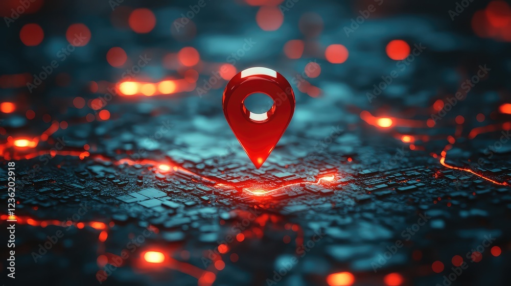 Red location Pin pointer on map animated cartoon on black screen ...