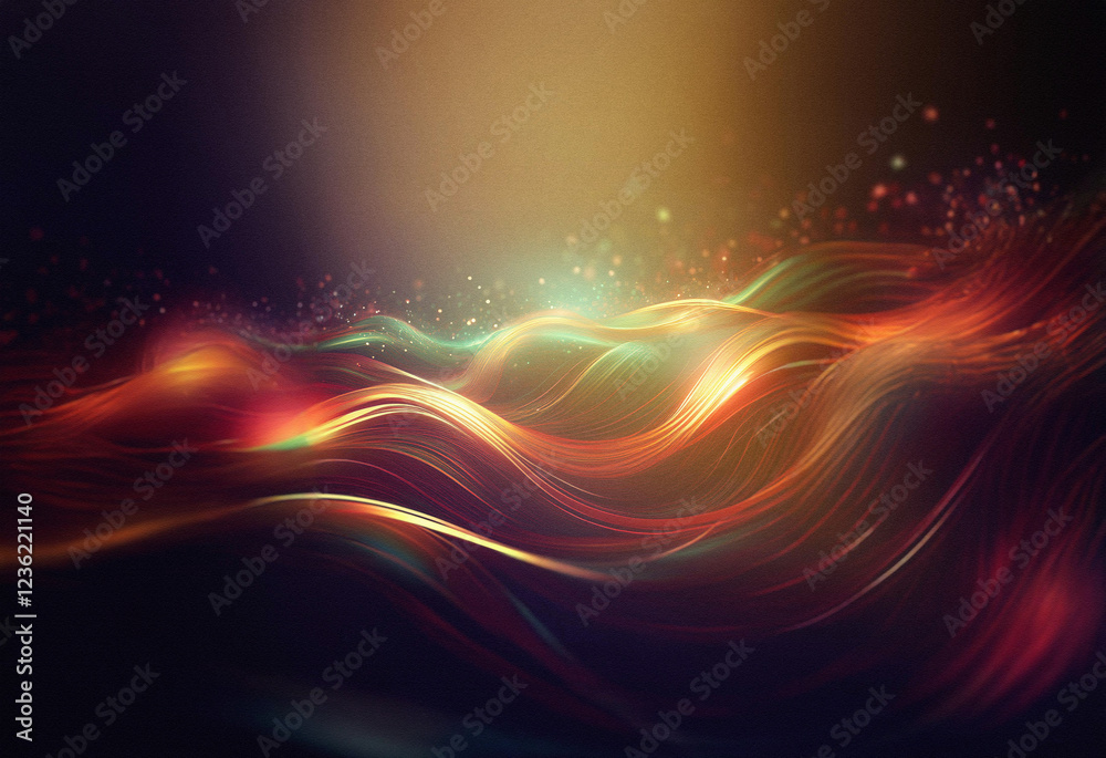 Abstract sci-fi background featuring a double exposure effect. Waves of ...