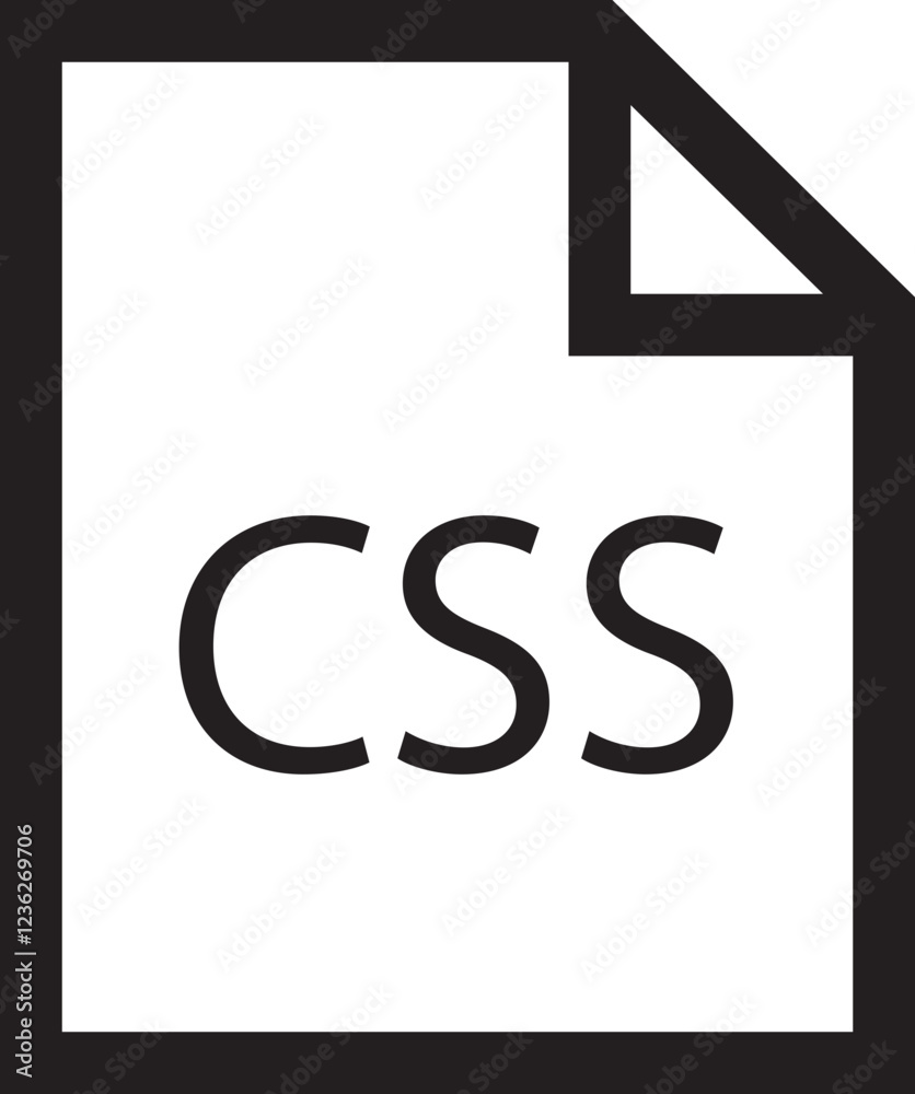 File icon. Format of document on computer outline symbol. CSS file sign ...