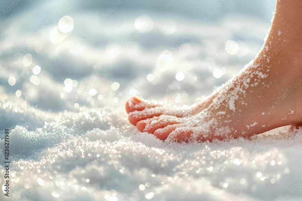 Snow imprint of human hand and foot. Stock Photo | Adobe Stock