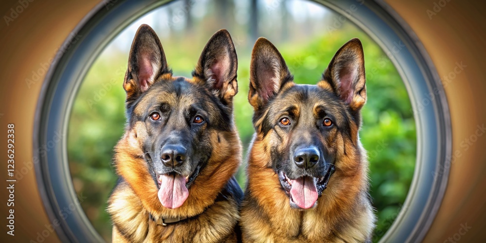 K9 Elite Patrol Logo: Two Dogs in Oval, Long Exposure Security, Pet ...