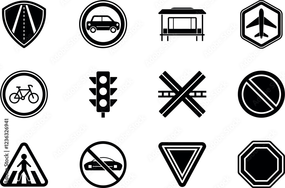 transportation, traffic signs, stop sign, yield sign, pedestrian ...