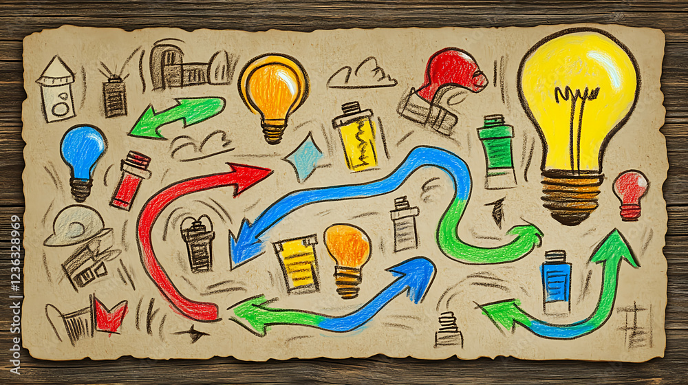 Creative flowchart of ideas and processes digital workspace infographic ...