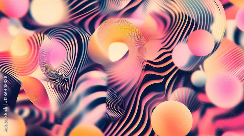 Abstract digital art featuring fluid forms with a pastel color palette ...