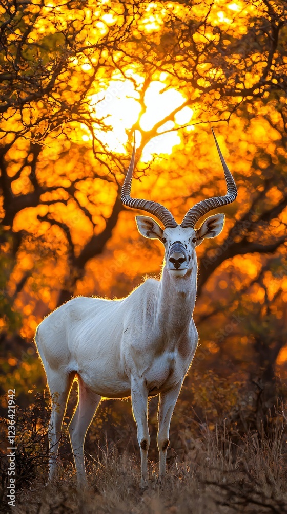 HD Phone Wallpaper Majestic White Antelope at Golden Sunset in African ...