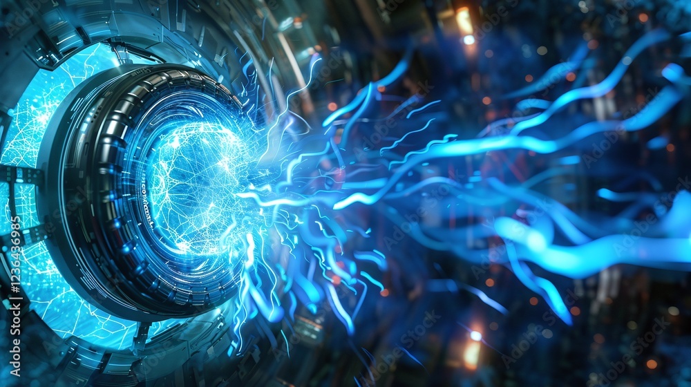 Glowing Fusion Reactor Energy Eruption in Futuristic Sci Fi Digital ...