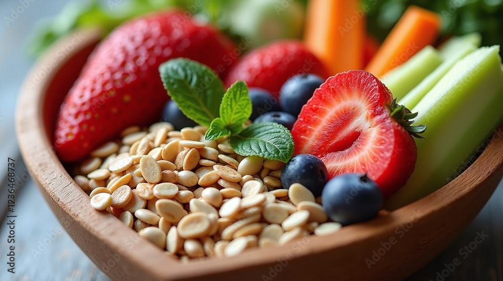 Foods for Healthy Heart in Heart Shaped Bowl, Grains, Fruits and ...