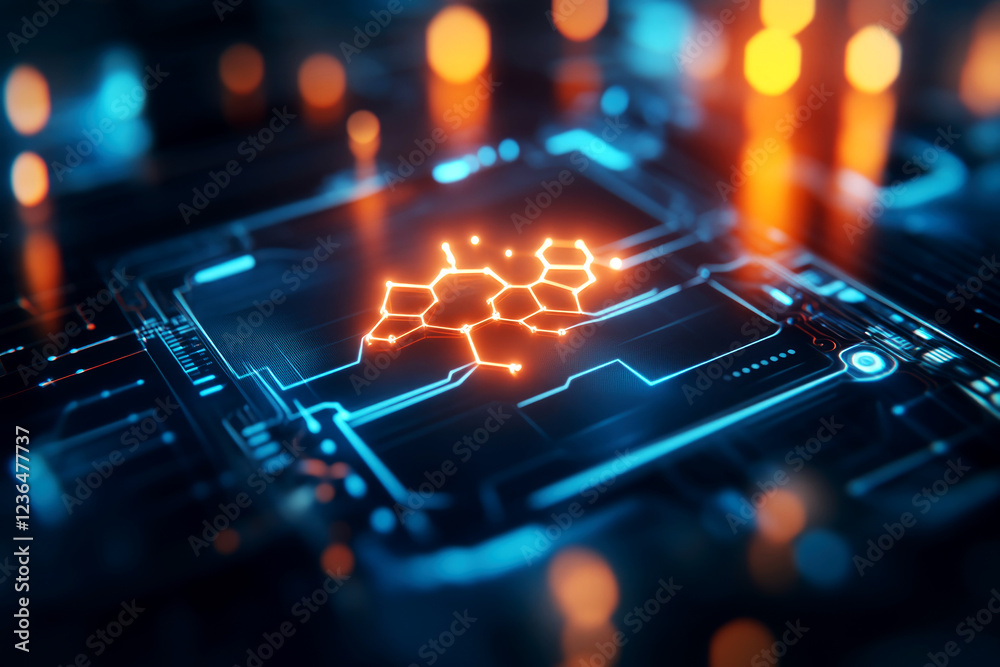 Scientific analysis of molecular structures in advanced technology laboratory digital art ...