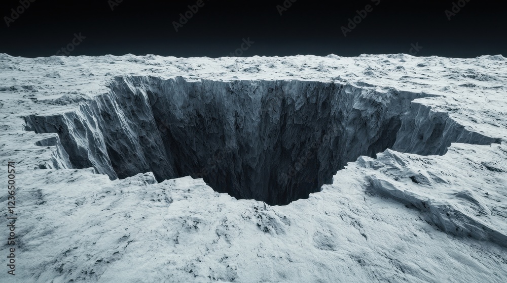 Deep Crater on Icy Surface of an Unknown Planet in Space Environment ...