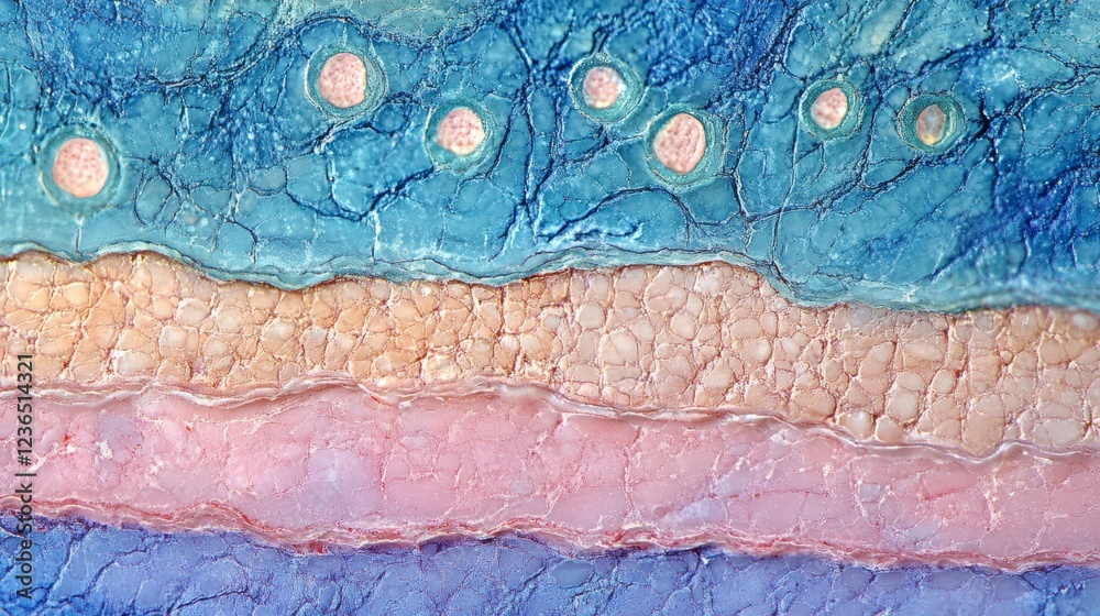 Light micrograph showing the stratum spinosum (bottom) and the stratum ...