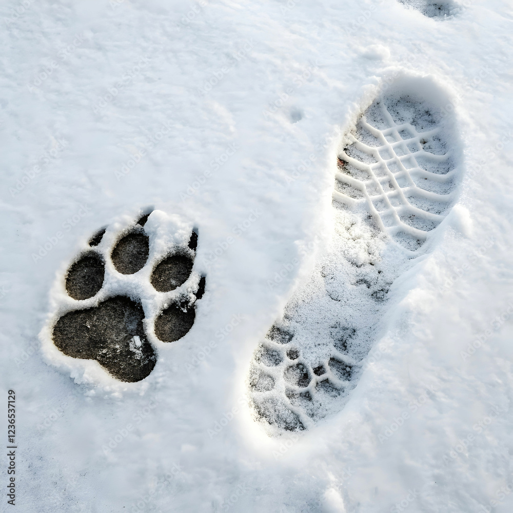 paw print and footprint with white background Stock Illustration ...