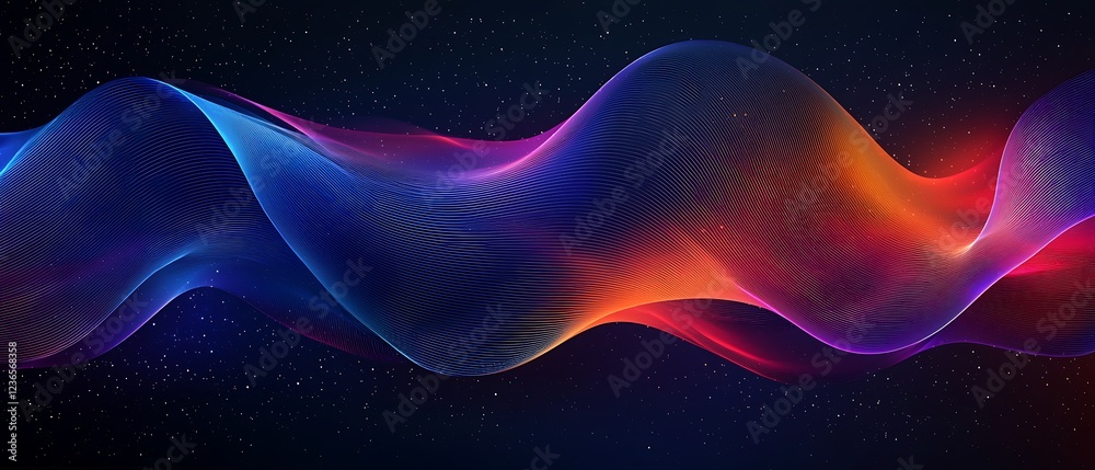 Beautiful abstract waves in space with vibrant colors for an ultrawide ...