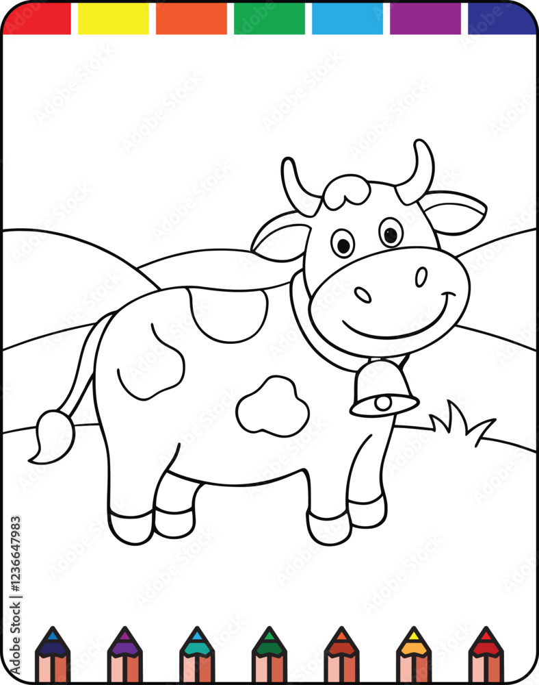 Adorable Farm Animals Coloring Pages for Kids, Happy Farmyard Printable ...