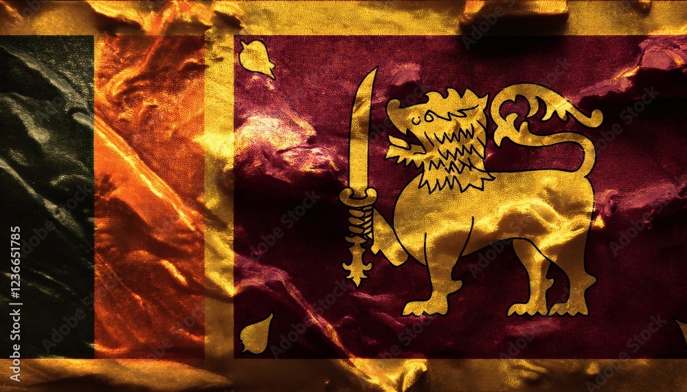 Molten Lava Sri Lankan Flag, Forged Look, Glowing Cracked Textures ...