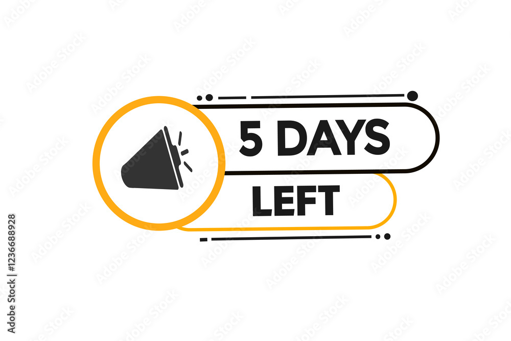 5 days left, or to go sale countdown vector symbol, clock, time ...