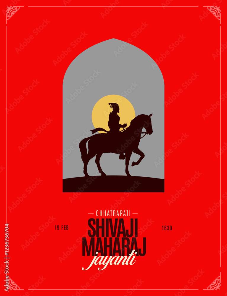 Chhatrapati Shivaji Maharaj Jayanti text with Silhouette Vector of ...