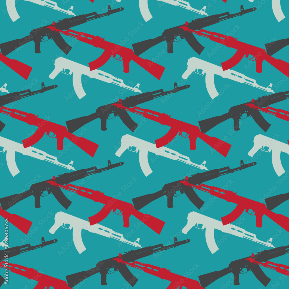 Vector de Stock Army Kalashnikov AK rifle camouflage pattern. Weapons ...