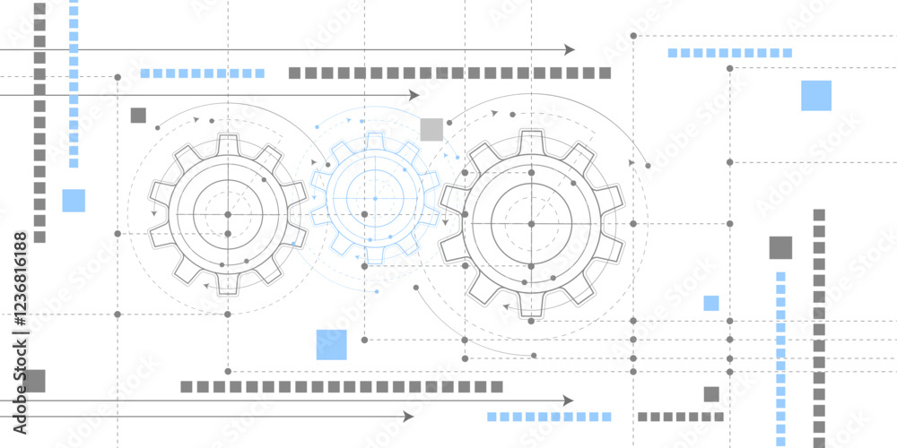 Gears. Technical drawing of gear .Engineering industry. Technology ...
