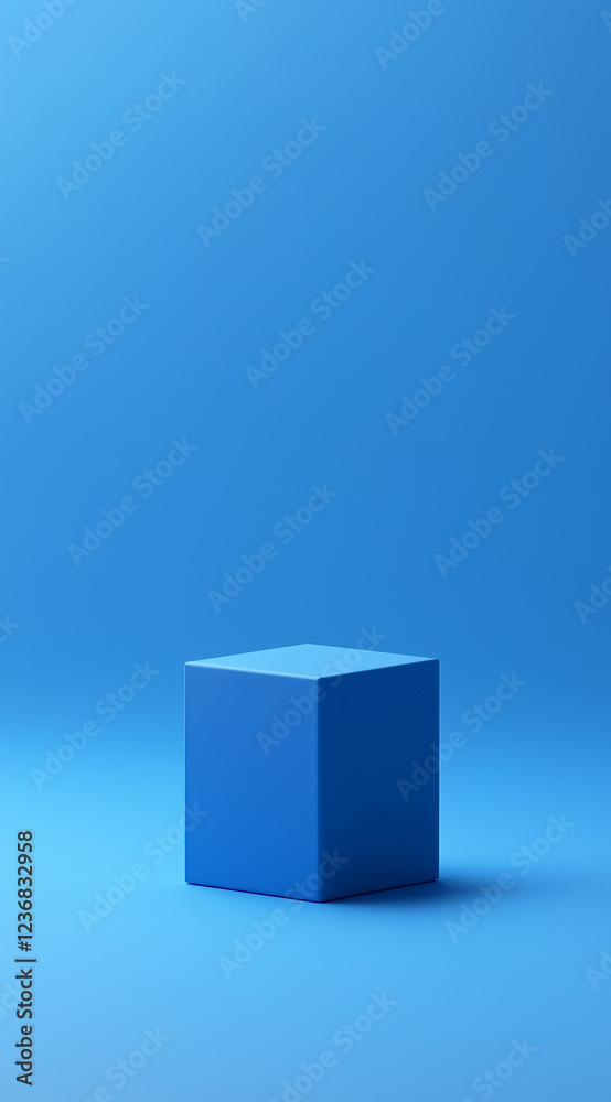 Blue background, 3D cube boxes, minimalist style, and geometric shapes ...