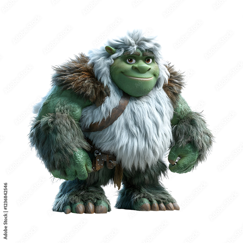 Fluffy 3D Cartoon Ogre Stuffed Animal Isolated on Transparent ...