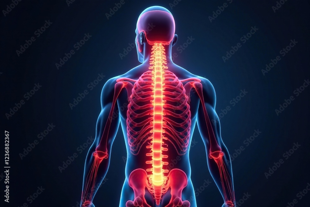 Spinal nerves connecting to muscles and organs, connect, muscle Stock ...