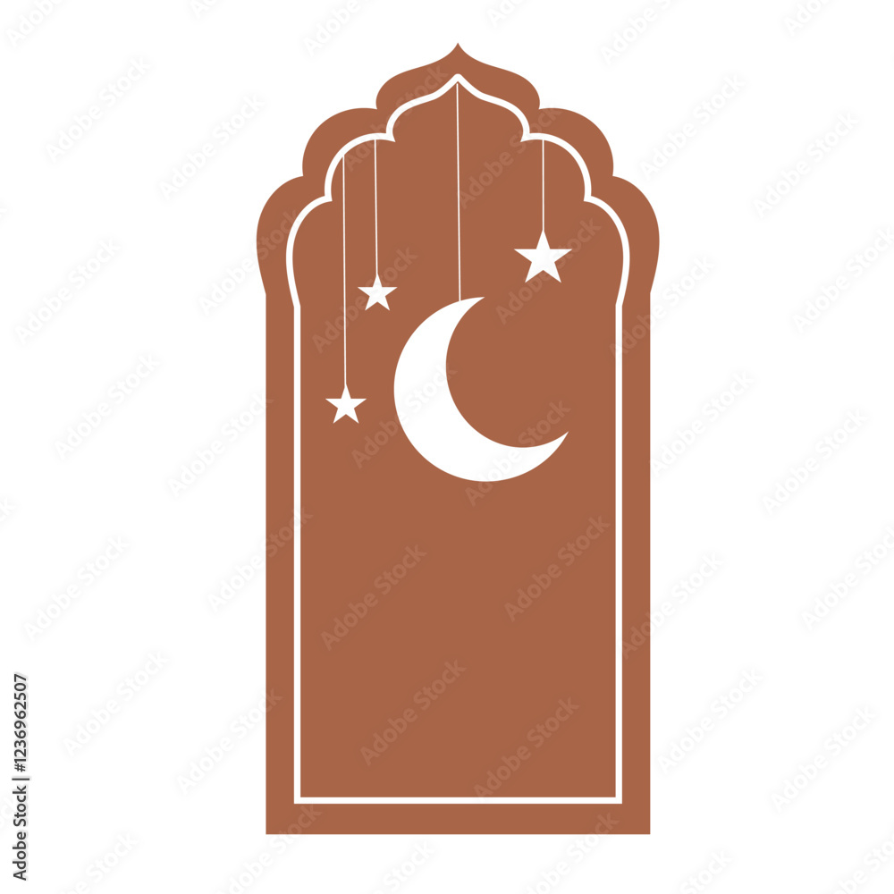 Arabic frame with crescent moon and stars, window shape, arch. Ramadan ...