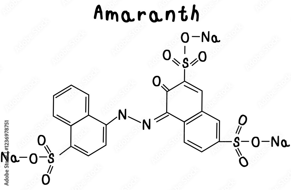 chemical structure of Amaranth ,food addtive coloring illustration on ...