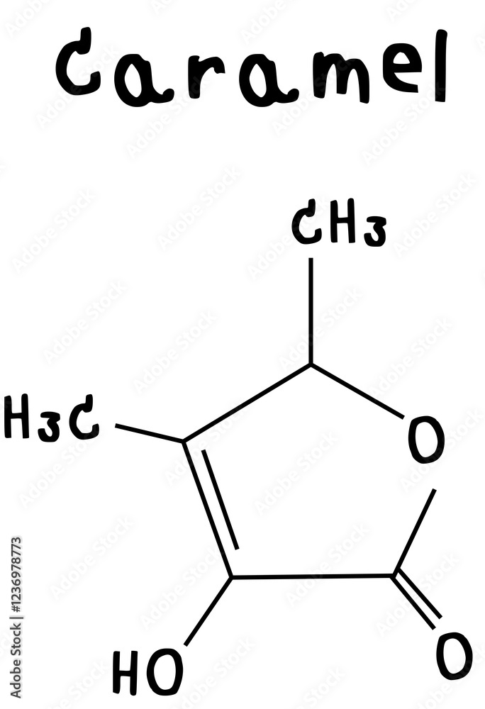 chemical structure of caramel ,food addtive coloring illustration on ...