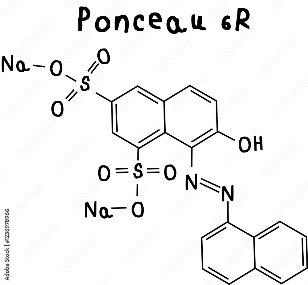 chemical structure of Ponceau 6R ,food addtive coloring illustration on ...