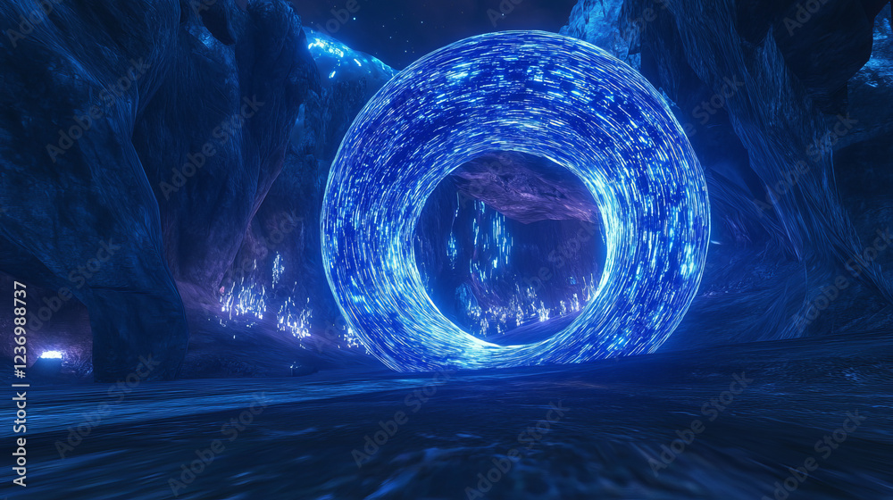 360 degree full panorama environment map of abstract blue uv neon ...