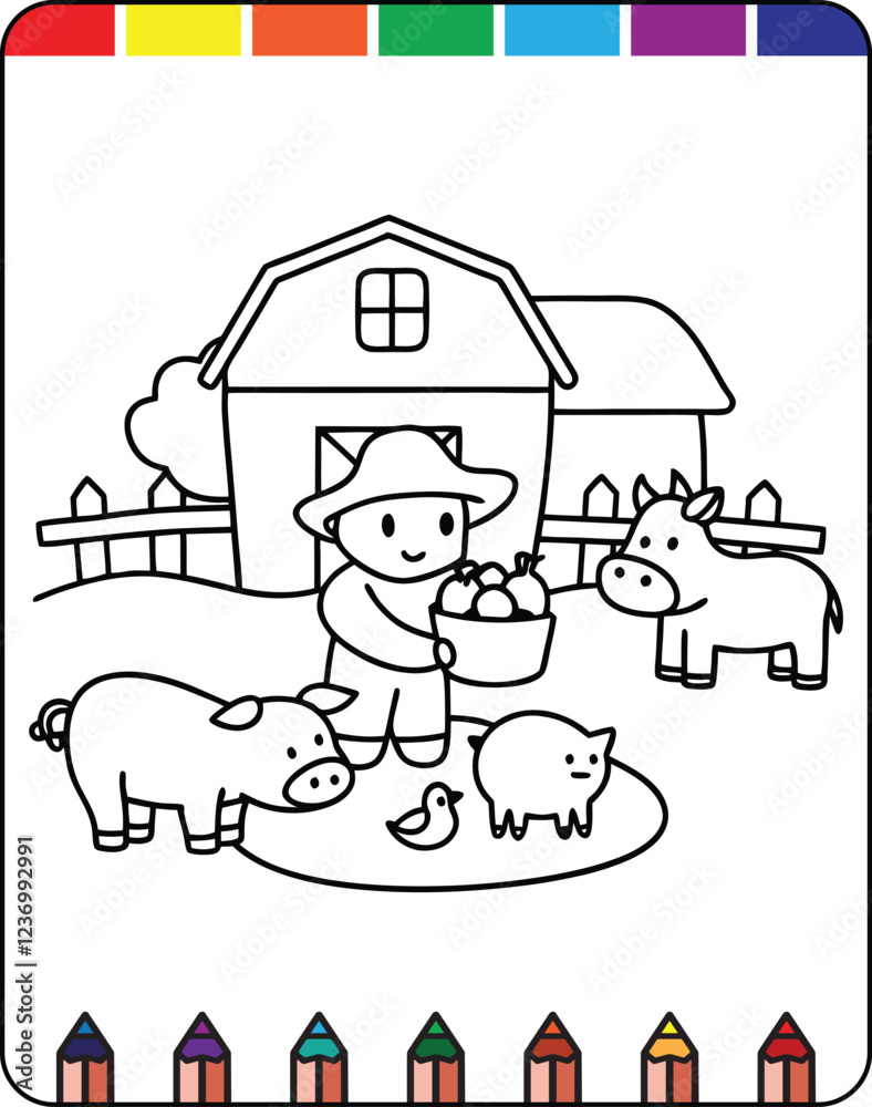 Charming Farm Animals Printable Coloring Pages, Farm Life Coloring ...