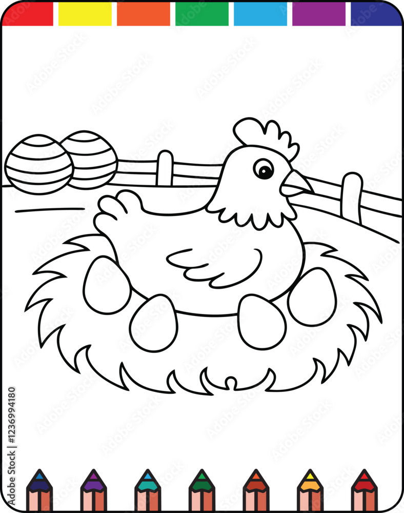Vektor Charming Farm Animals Printable Coloring Pages, Farm Life ...
