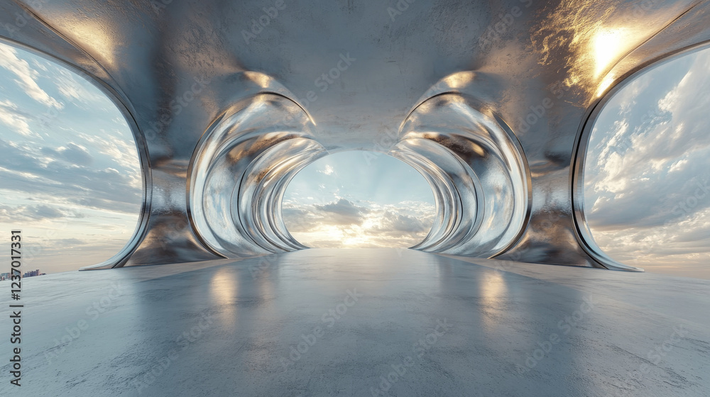 360 degree full panorama environment map of metallic walls abstract ...