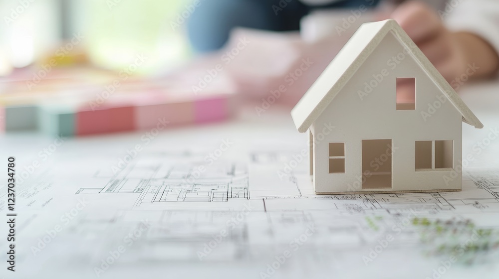 Ilustración de Stock House design plans, blueprints, and a color ...