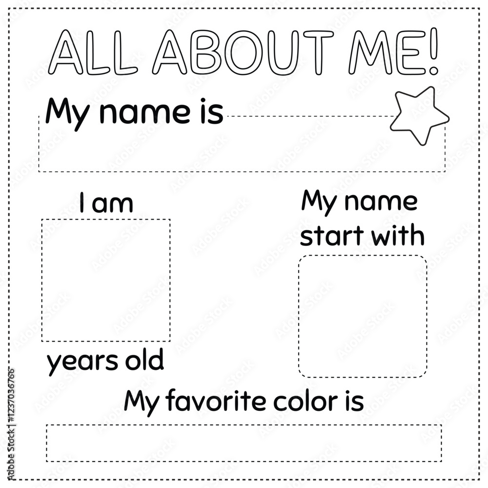 All about me template printable sheets for kids Stock Vector | Adobe Stock