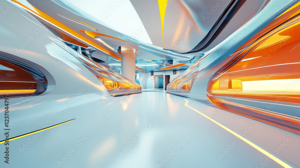 360 degree full panorama environment map of modern white bright glowing ...