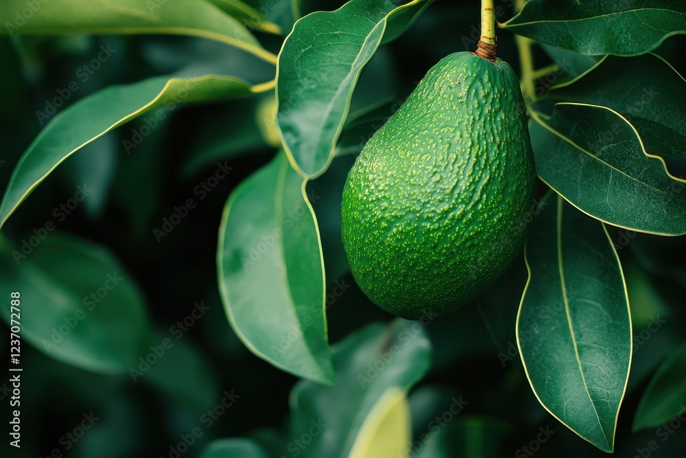 Avocado nutritious fat source omega 3 rich partially sliced from a tree ...