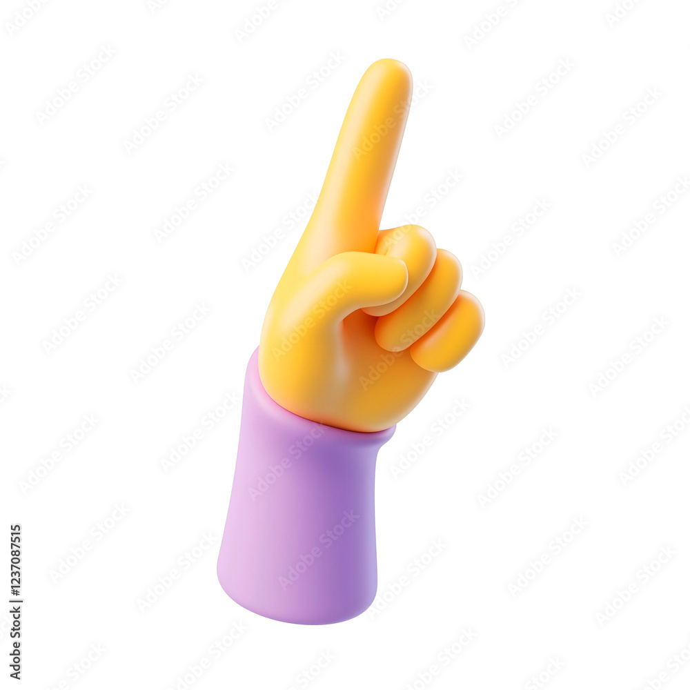 3d hand pointing up 3d hand png yellow hand gestures collection cartoon ...