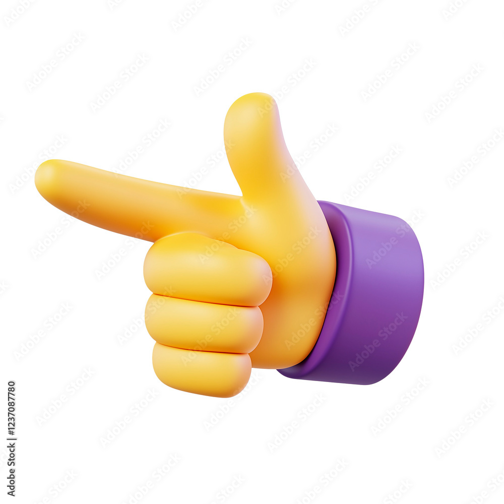 3d hand pointing left 3d hand png yellow hand gestures collection ...