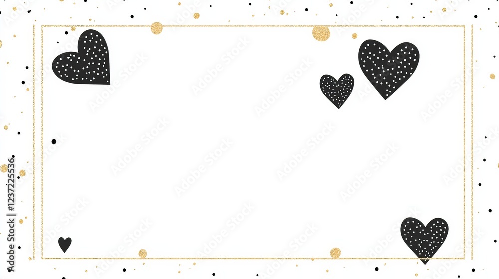 Cute letterhead design with black hearts, white border, dotted lines ...