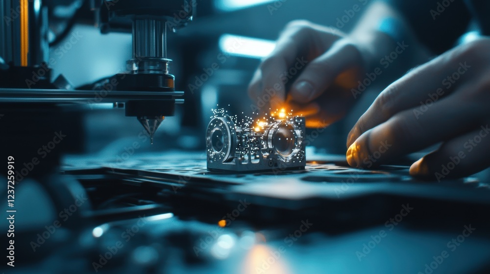 Industrial designer using augmented reality software and hand gestures ...