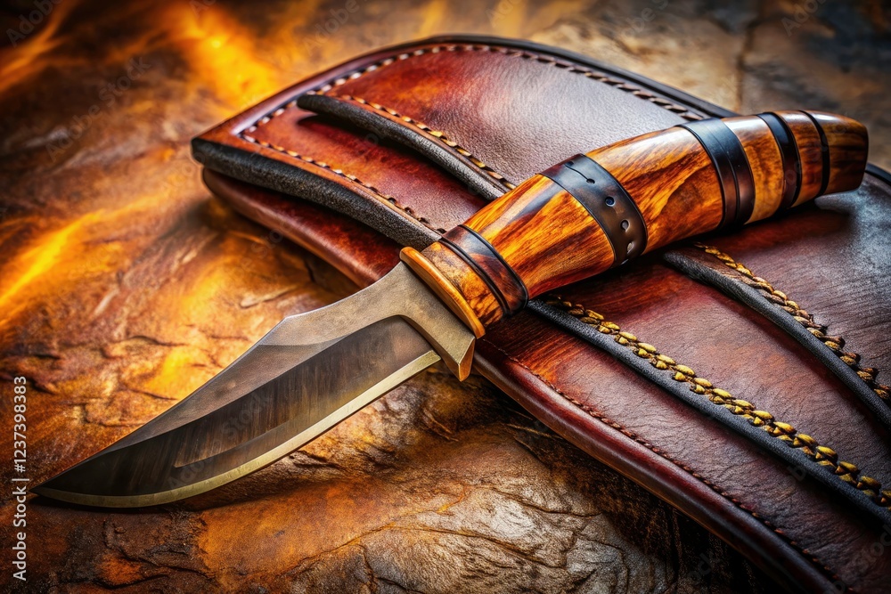A collectible antique Gurkha kukri knife sheath and its sharp, curved ...