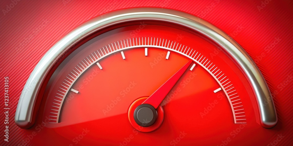 Bright red needle gauge with high warning light , hazardous, risk meter ...