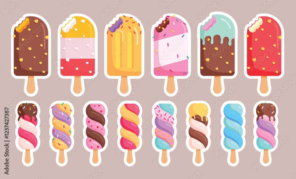Popsicle logo clipart set. Sweet popsicle ice cream clip art icon ...
