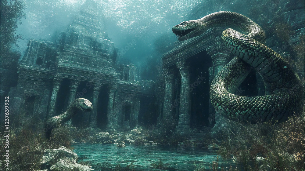 Image of Nagaloka, the ancient Indian city of snakes underwater as ...