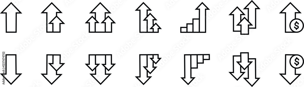 Increase and Decrease icon in Line set. isolated on transparent ...