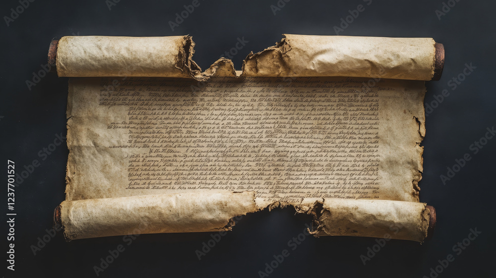 Ilustración de Stock Royal document, worn ragged sheet isolated old ...