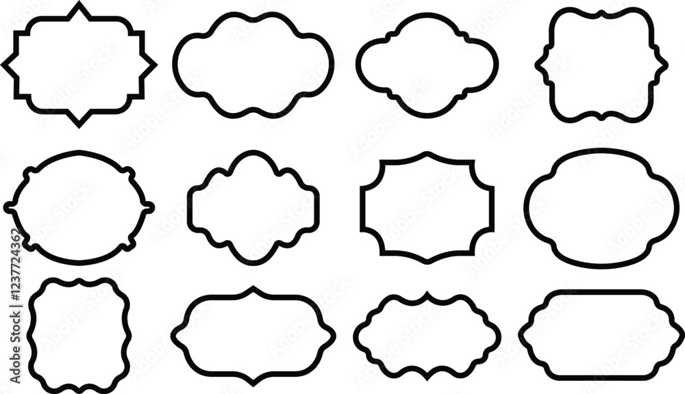 Frame or borders icon in line set. Vector for apps or web isolated on ...